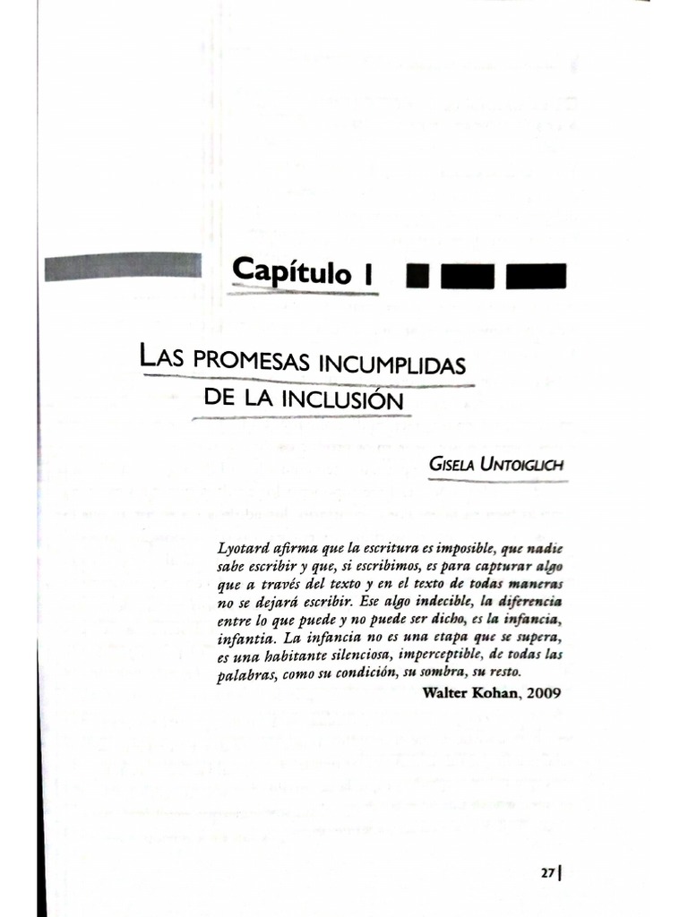 Cap 1 Las Promesas Incumplidas de La Inclusion U1 1 | PDF