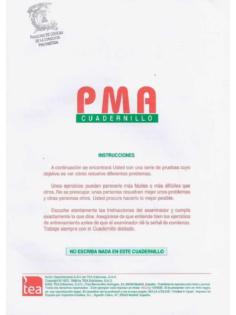 Pma Cuadernillo | PDF