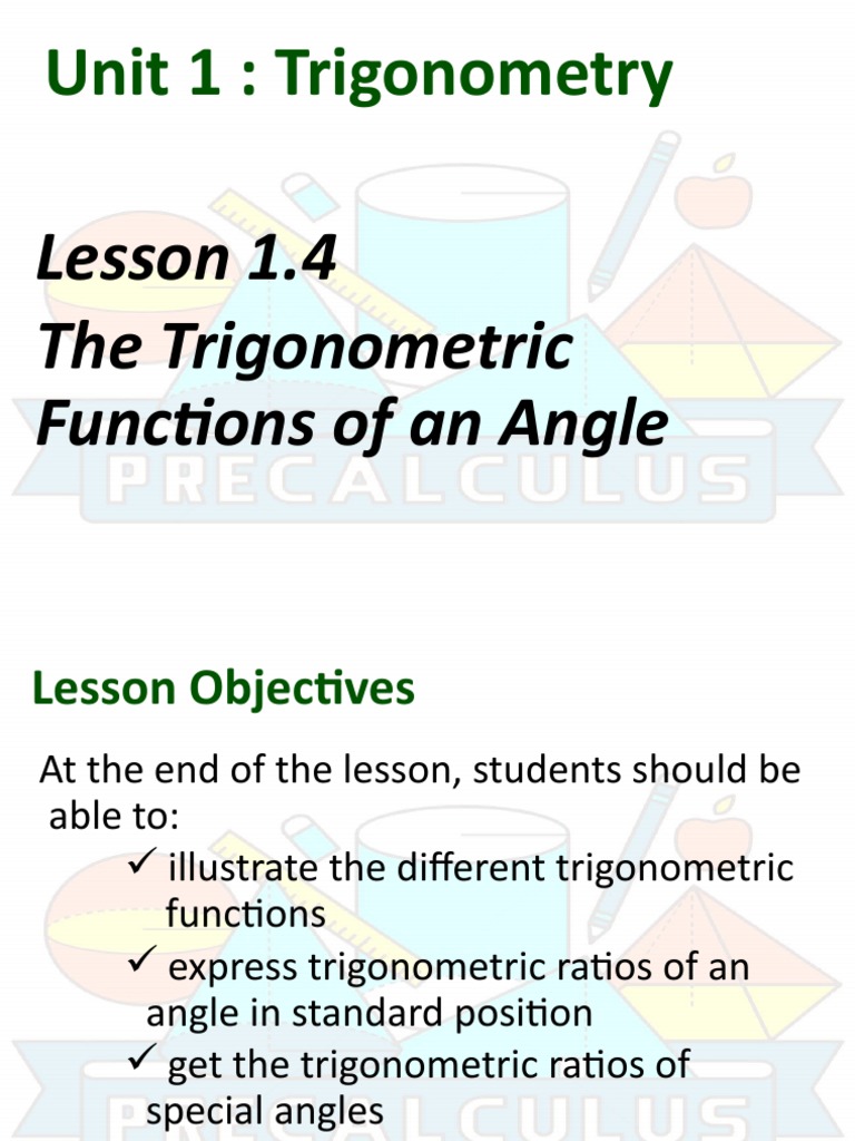 Trigonometric Functions Lesson | PDF | Trigonometry | Trigonometric Functions