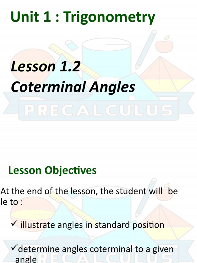 Lesson 1.2-Coterminal-Angles | PDF | Teaching Methods & Materials