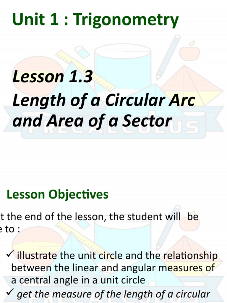 Lesson 1.3-Arc-Length-and-Area-of-a-Sector | PDF