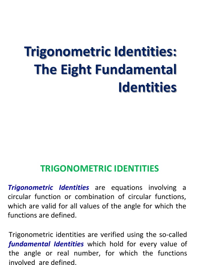 Lesson 2.1-Fundamental Identities PDF | PDF | Trigonometric Functions ...