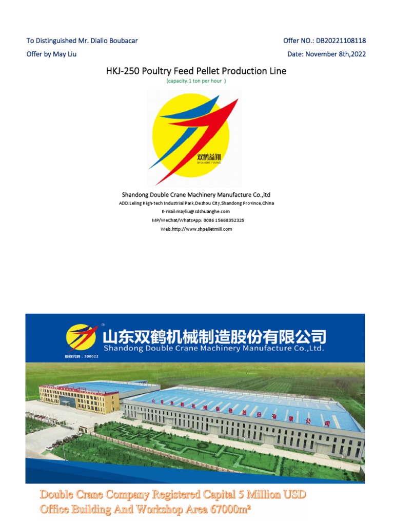 2022.11.8 Complete HKJ-250 Poultry Feed Pellet Production Line 1tph PDF ...