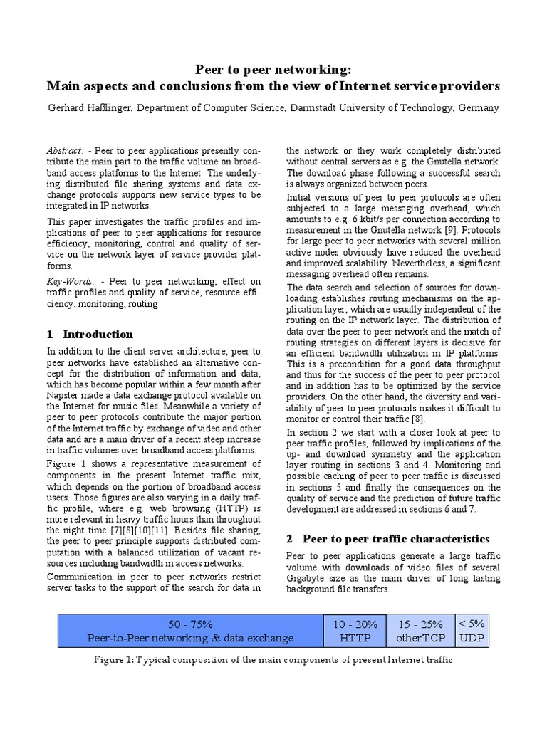 Peer To Peer Networking Main Aspects And Conclusions From The View Of Internet Service