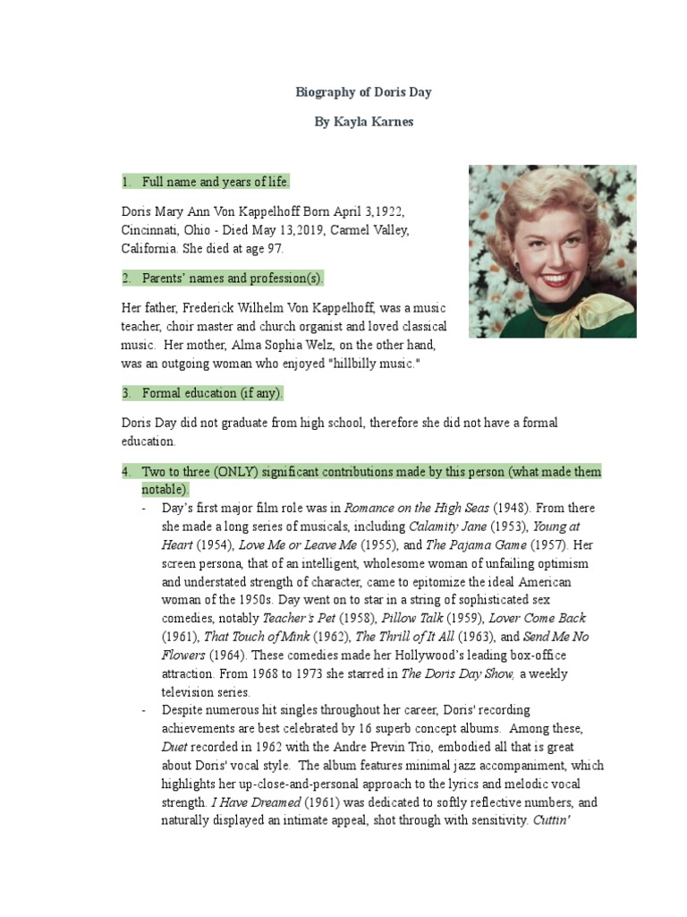 Doris Day - Kayla Karnes | PDF