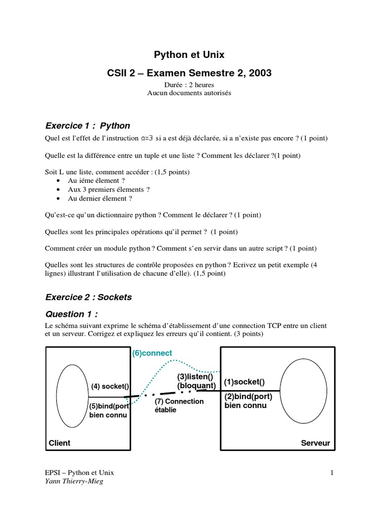Examen Python et Unix - CSII 2 | PDF | Programmation concurrente | Ingénierie informatique