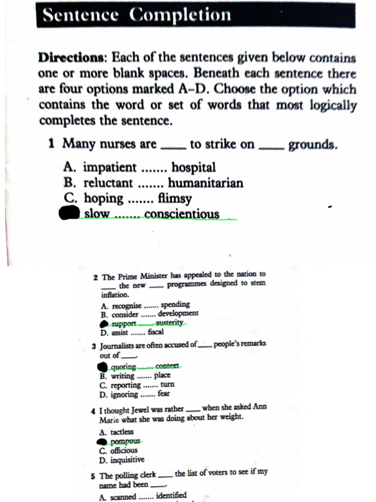 Kami Export - Sentence Completion | PDF