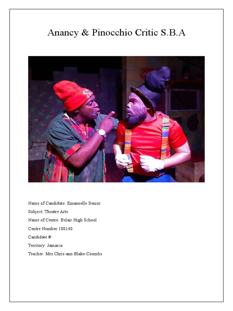 Anancy and Pinocchio Play Critic SBA | PDF | Art