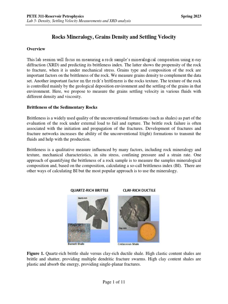PETE 311 - Lab 05 Manual and Data Sheet PDF | PDF