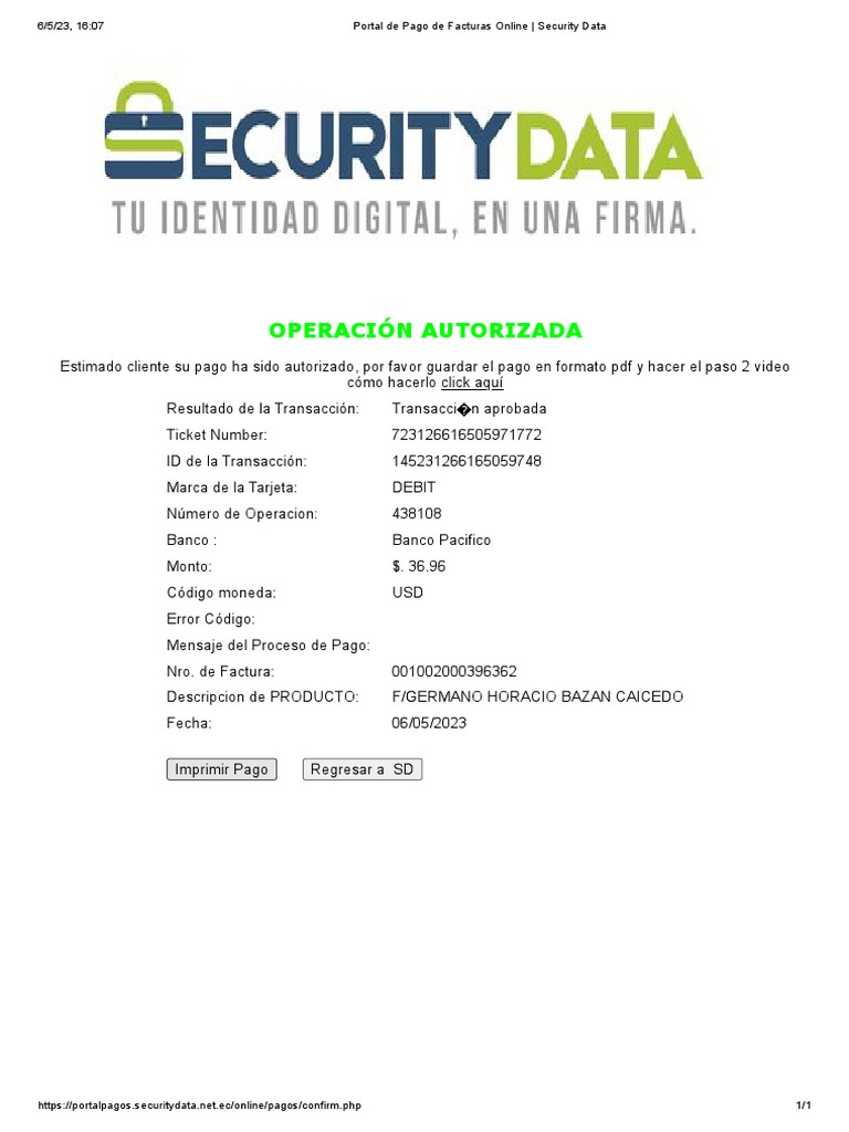 Portal de Pago de Facturas Online - Security Data | PDF