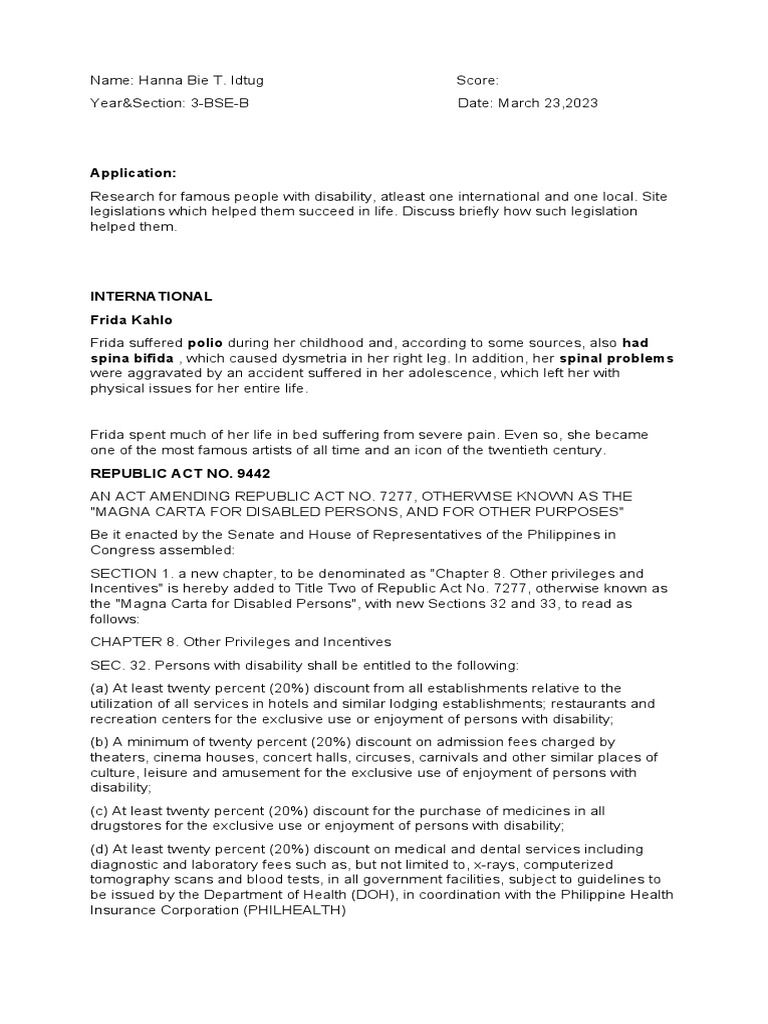 Famous People With Disability | PDF