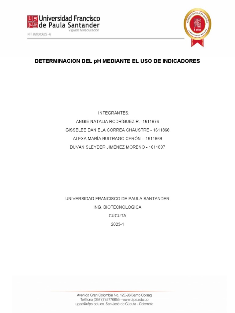 Informe 1 Determinacion Del Ph-2 | PDF