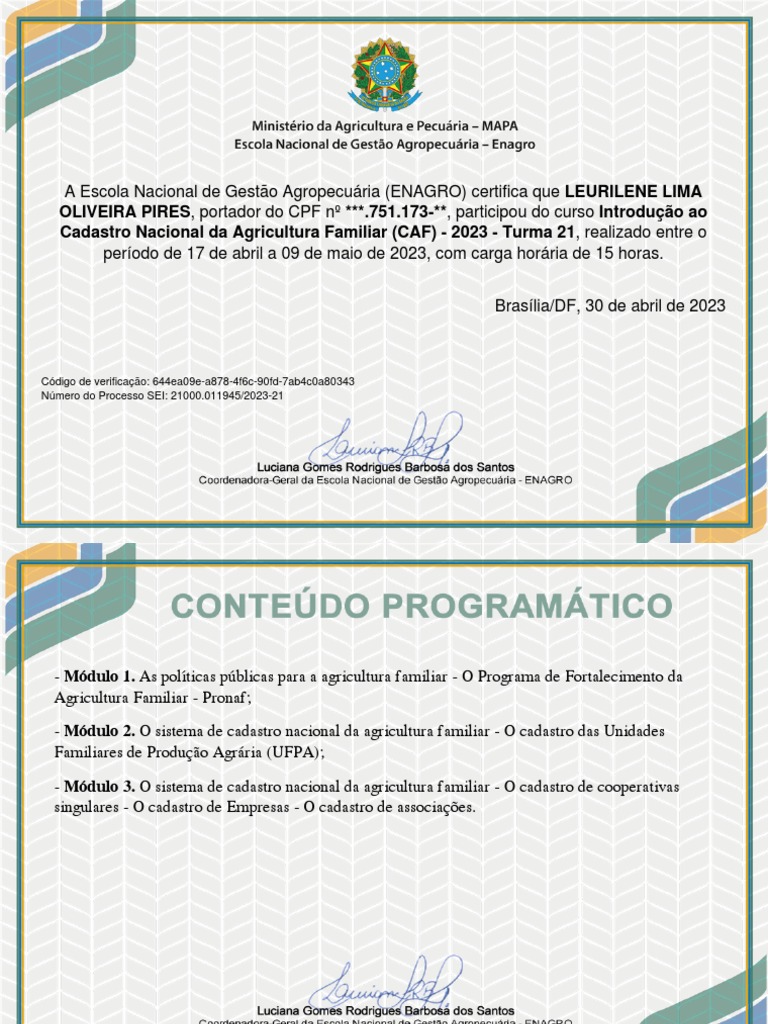 Introdução Ao Cadastro Nacional Da Agricultura Familiar (CAF) 2023 ...