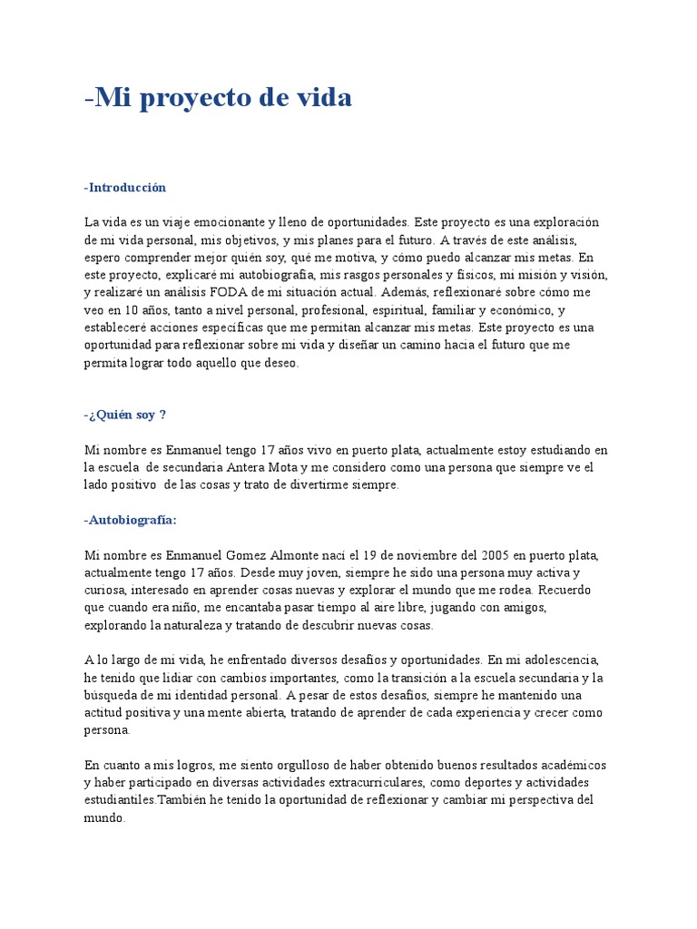 Proyecto de Vida PDF | PDF
