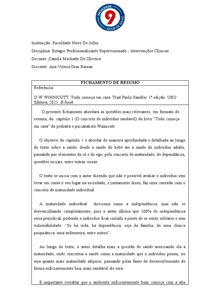 Fichamento de Resumo - Cap 1 | Download grátis PDF | Adolescência ...