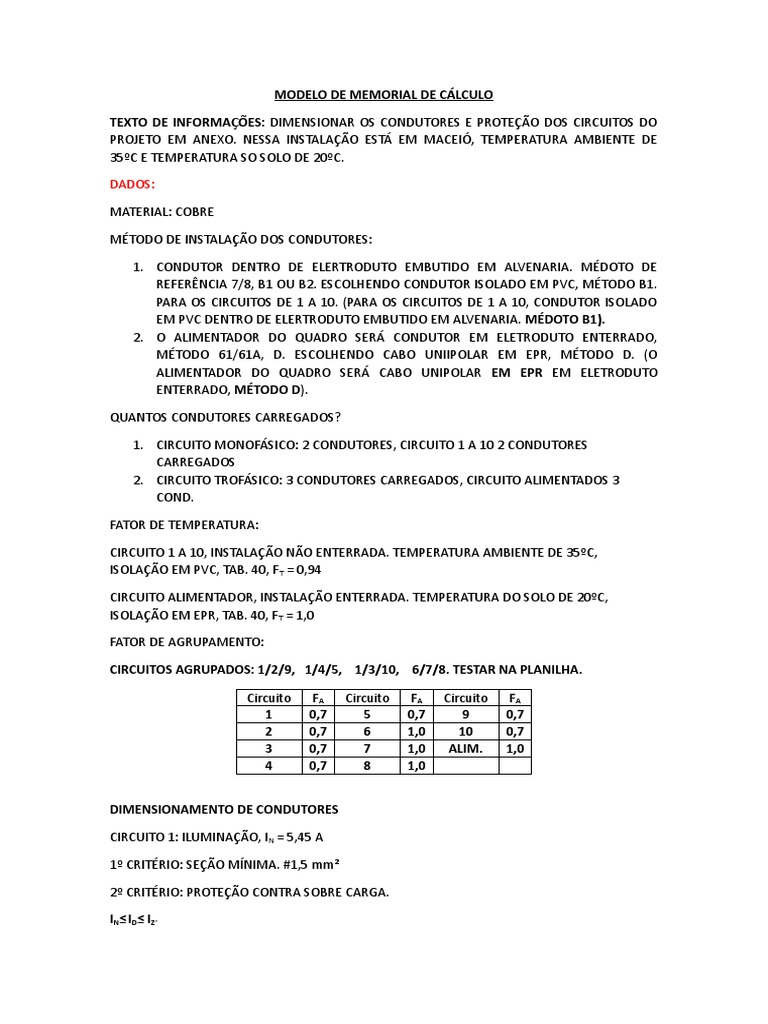 Modelo de Memorial de Cálculo | PDF