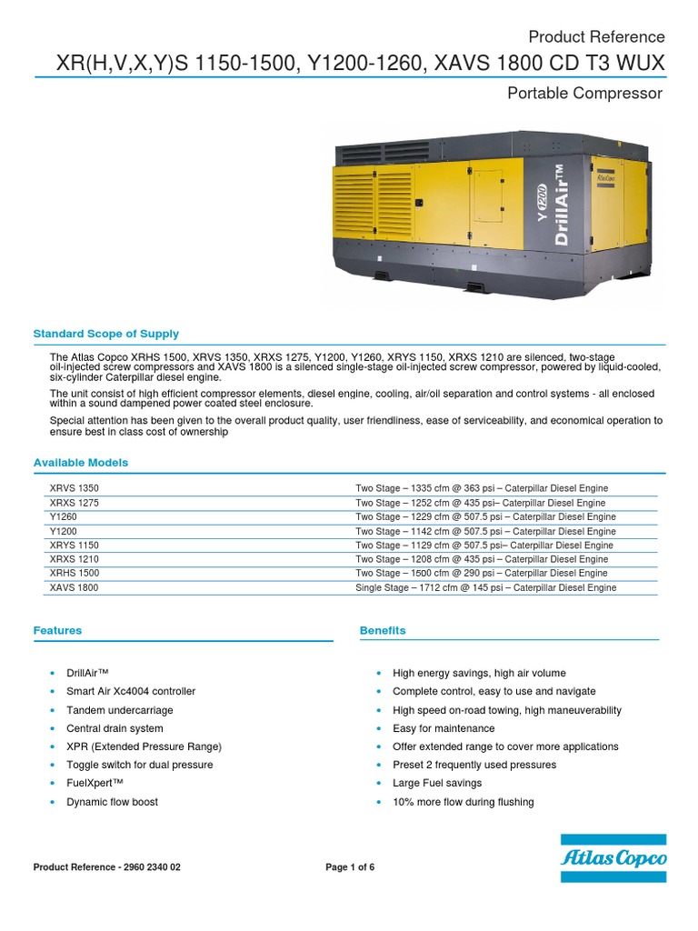 Product Reference Sheet XR(H,V,X,Y)S 1150-1500, Y1200-1260, XAVS 1800 ...