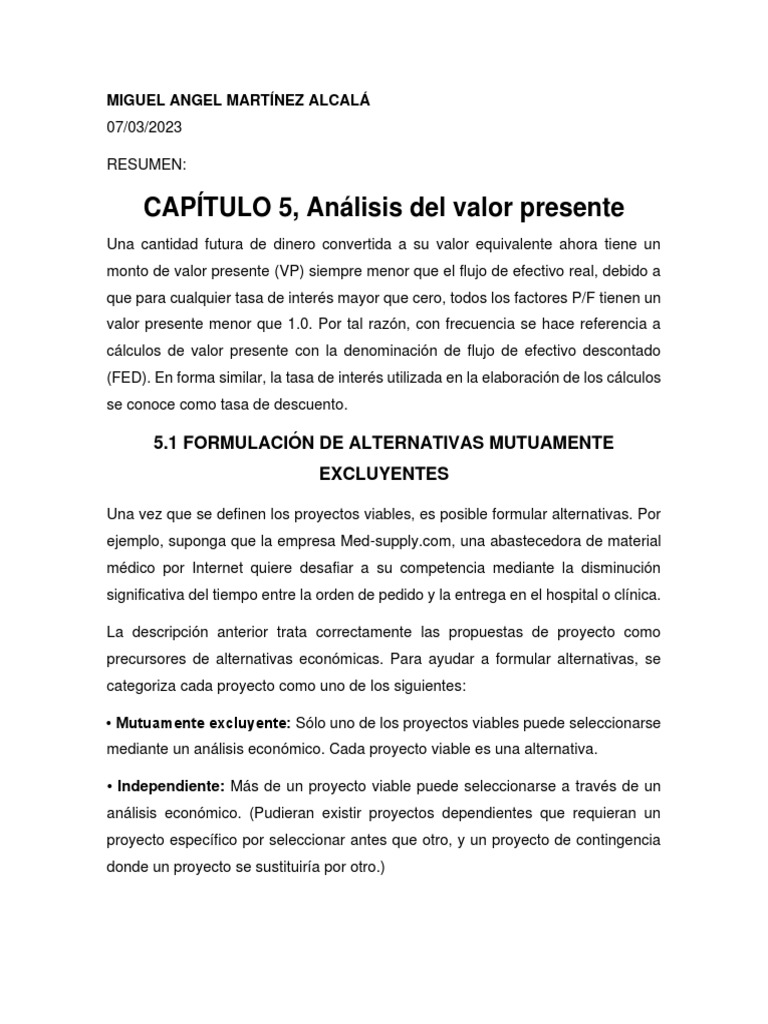 CAPÍTULO 5, Análisis del valor presente.pdf | PDF