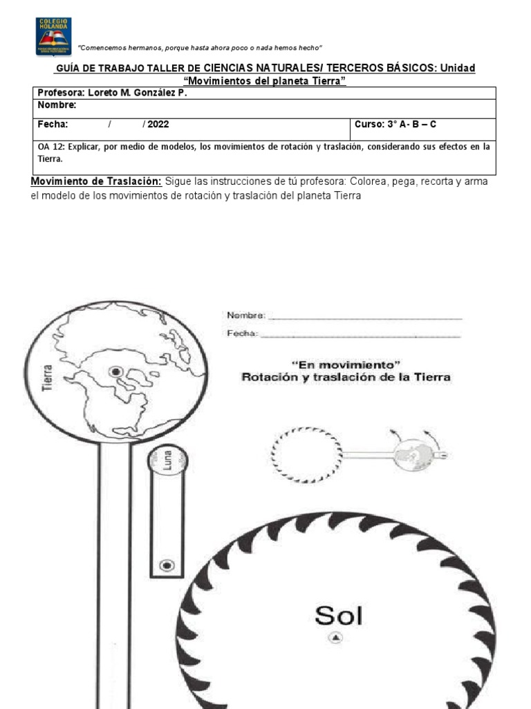 Taller sobre Rotación y Traslación de la Tierra | PDF