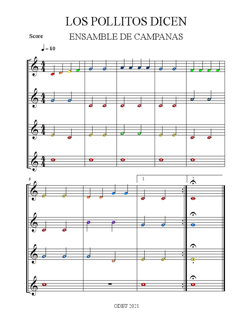 Los Pollitos Dicen: Partitura Piano | PDF