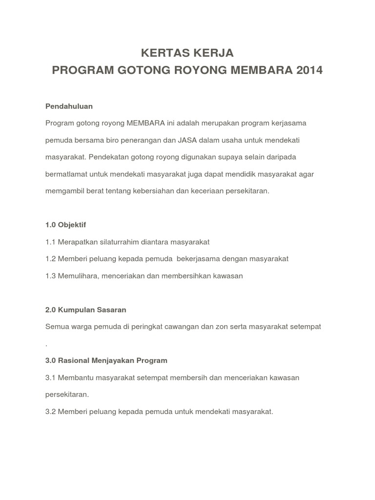 Kertas Cadangan GOTONG ROYONG PDF | PDF
