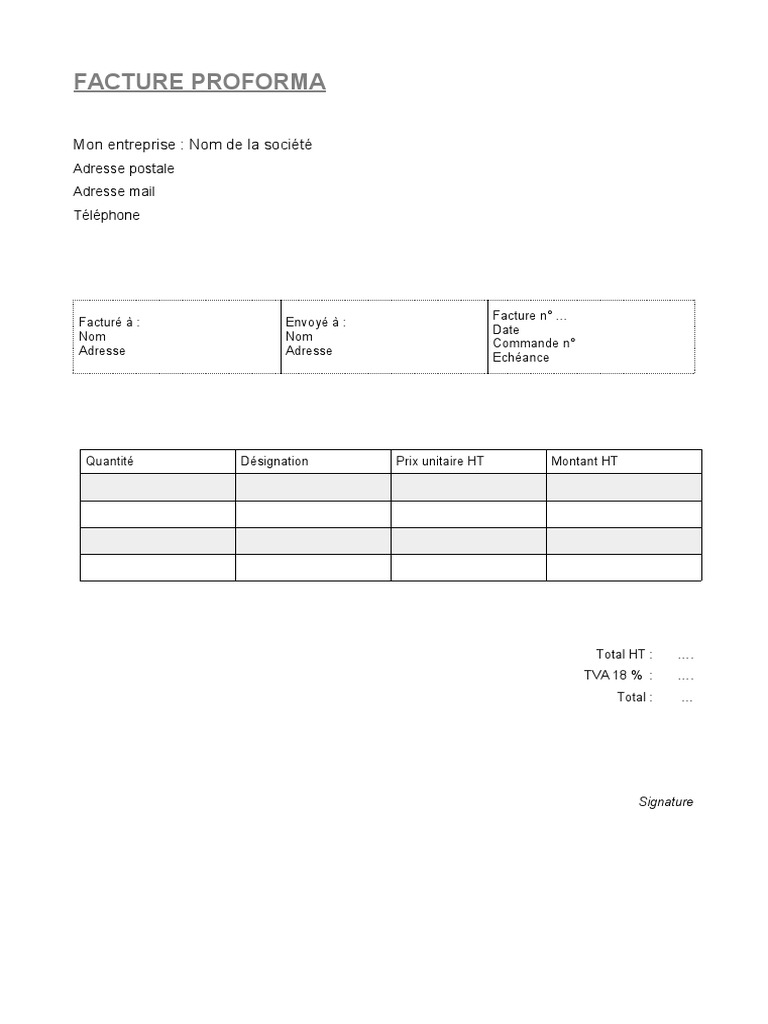 Modele Facture Proforma | PDF