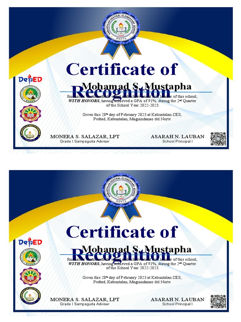 2nd Honors Convocation Grade Six | PDF