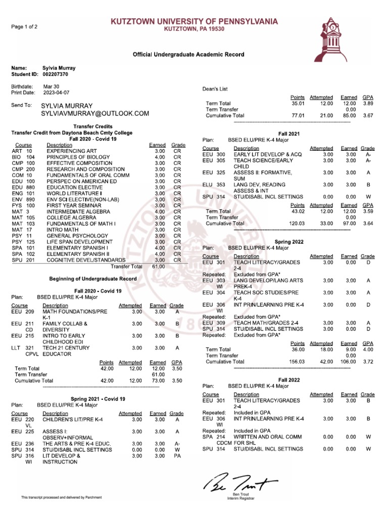 2023 Unofficial Transcripts | PDF