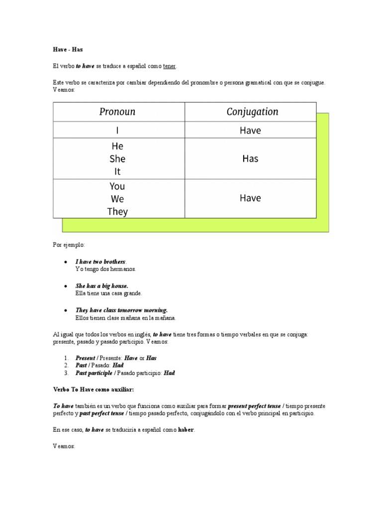 Have | PDF | Verbo | Relaciones sintácticas