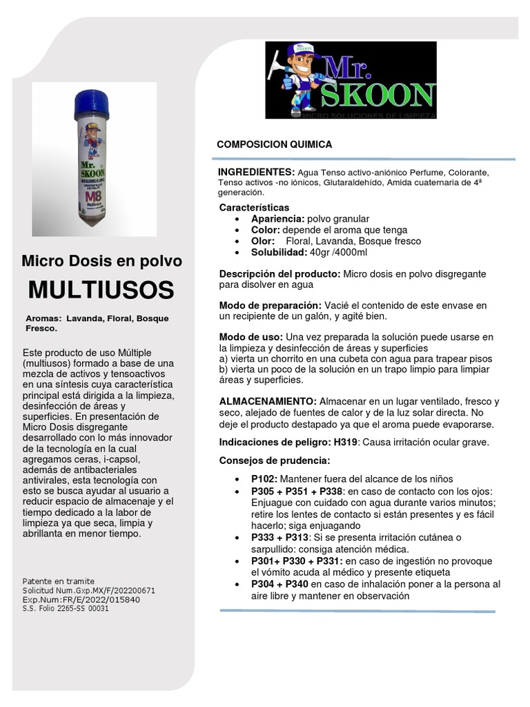 Ficha Tecnica Multiusos Skoon PDF | PDF