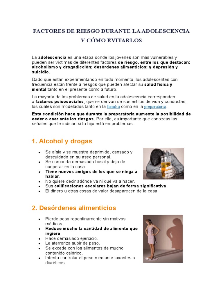 Factores de Riesgo Durante La Adolescencia y Cómo Evitarlos | Descargar gratis PDF | Desorden ...