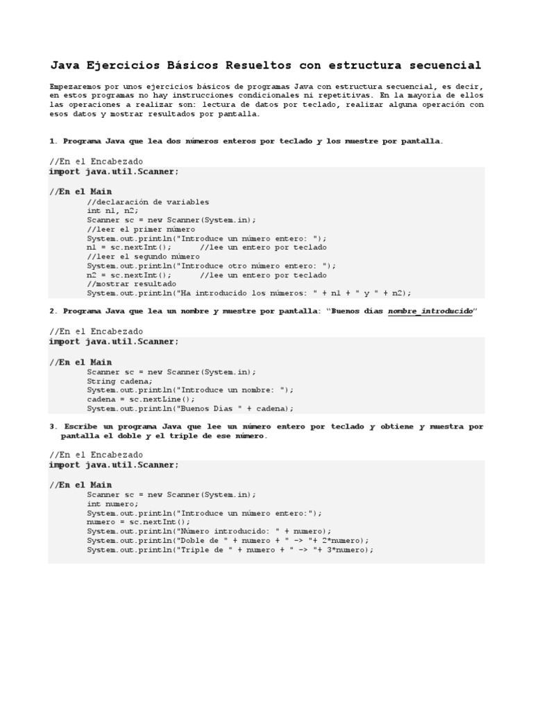 Ejercicios Basicos Resueltos Estruct Sec PDF | PDF | Métodos y materiales de enseñanza | Informática