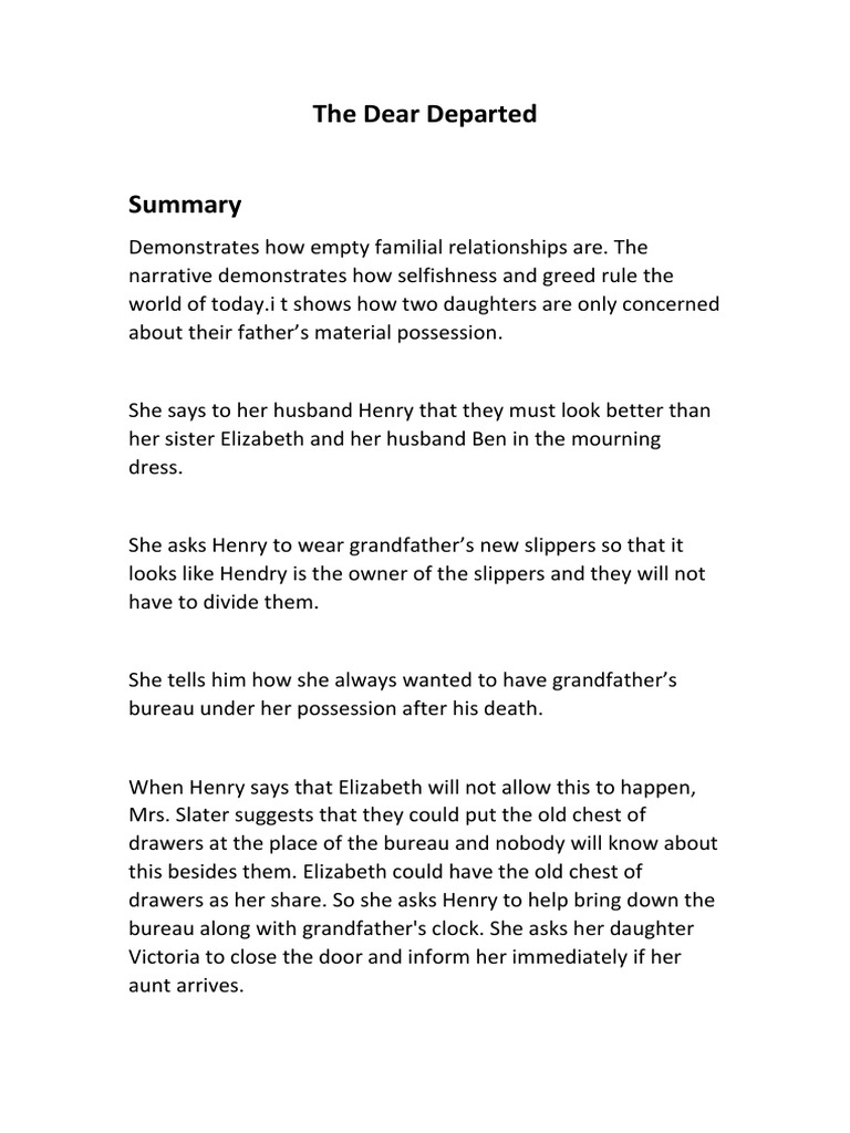 The Dear Departed PDF | PDF