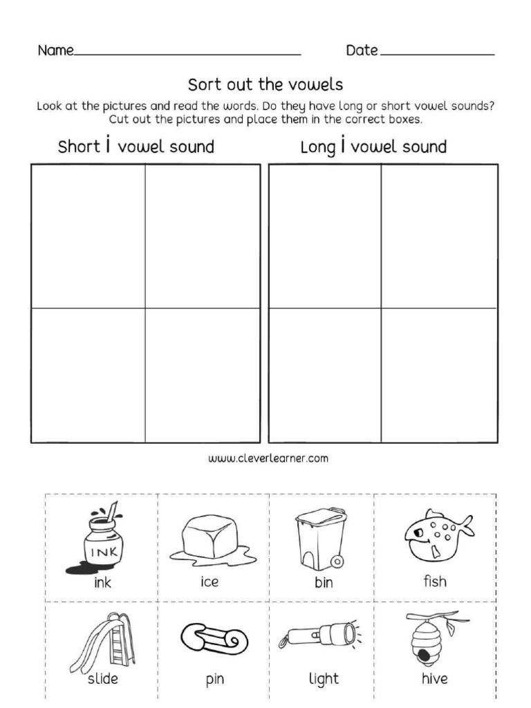 Long Vowels Sounds Preschool Activity Printables - I1 | PDF
