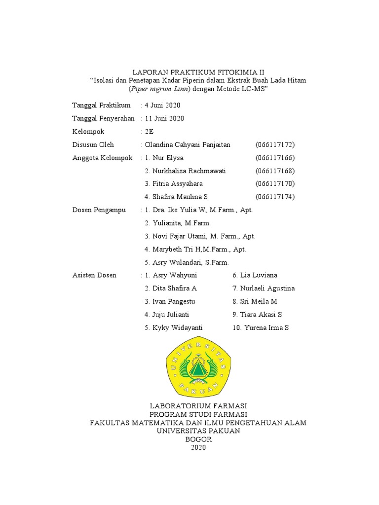 LAPORAN PRAKTIKUM FITOKIMIA II PK Piperin | PDF