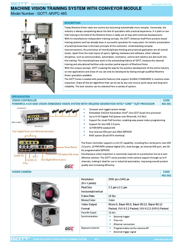 Machine Vision Training System With Conveyor Module | PDF | Pixel | Usb