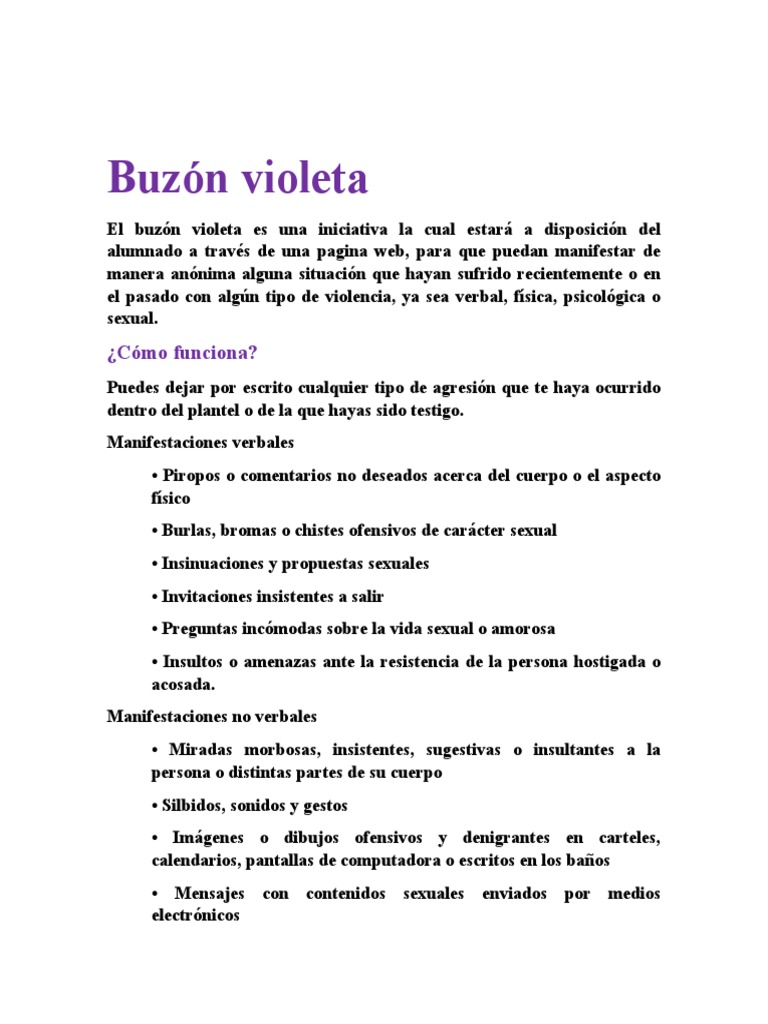Buzón Violeta: Prevención de Violencia Escolar | PDF | Ciencias ...
