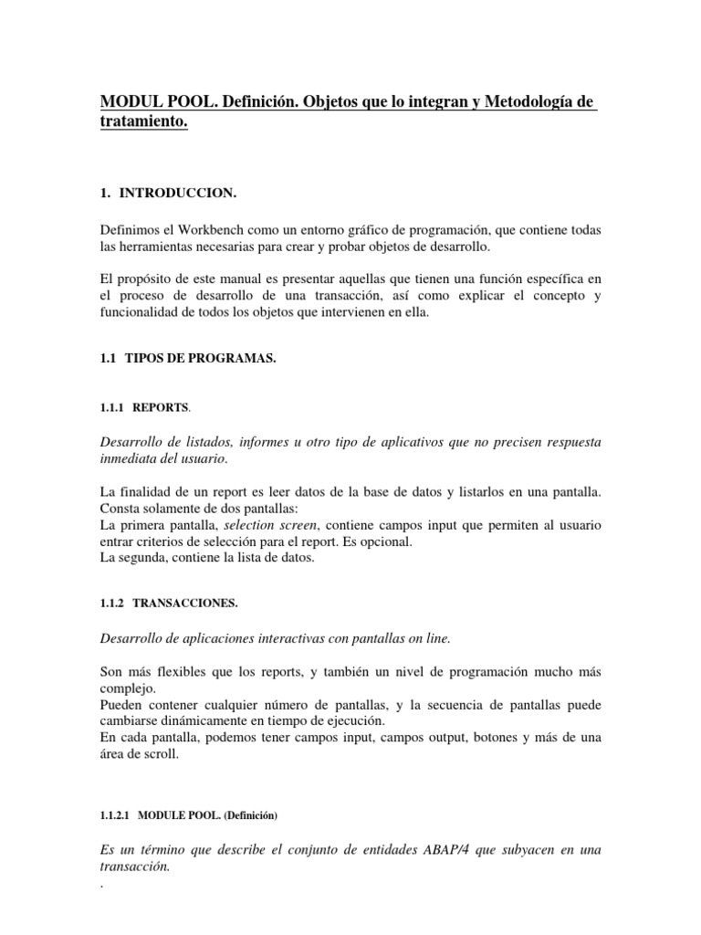 Creación de Module Pool en ABAP | PDF | Comillas | Ventana (informática)