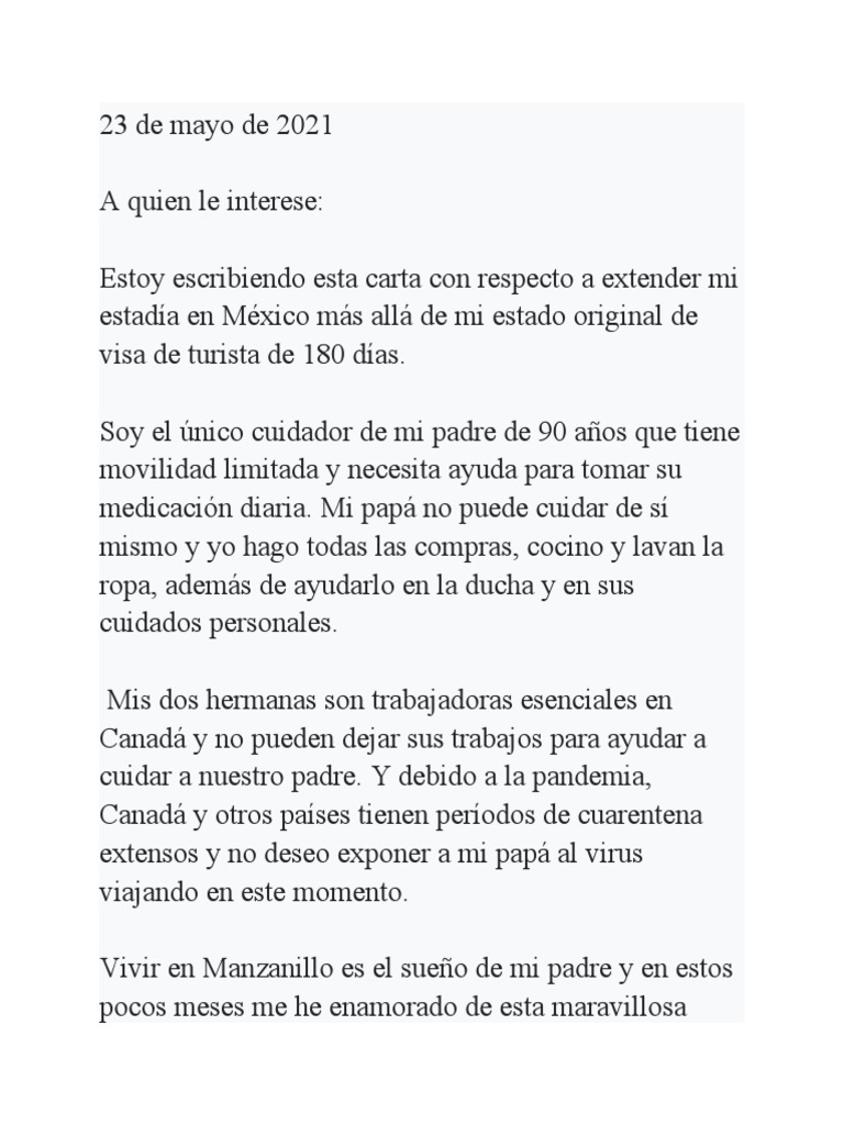 Mexican Immigration Letter in Spanish | PDF