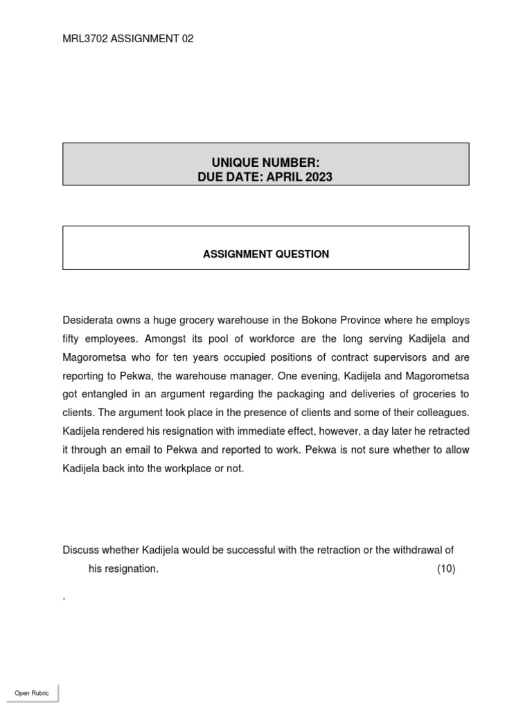 MRL3702 Assignment 02 2023 S1 PDF | PDF MRL3702 Assignment 02 2023 S1 PDF | PDF