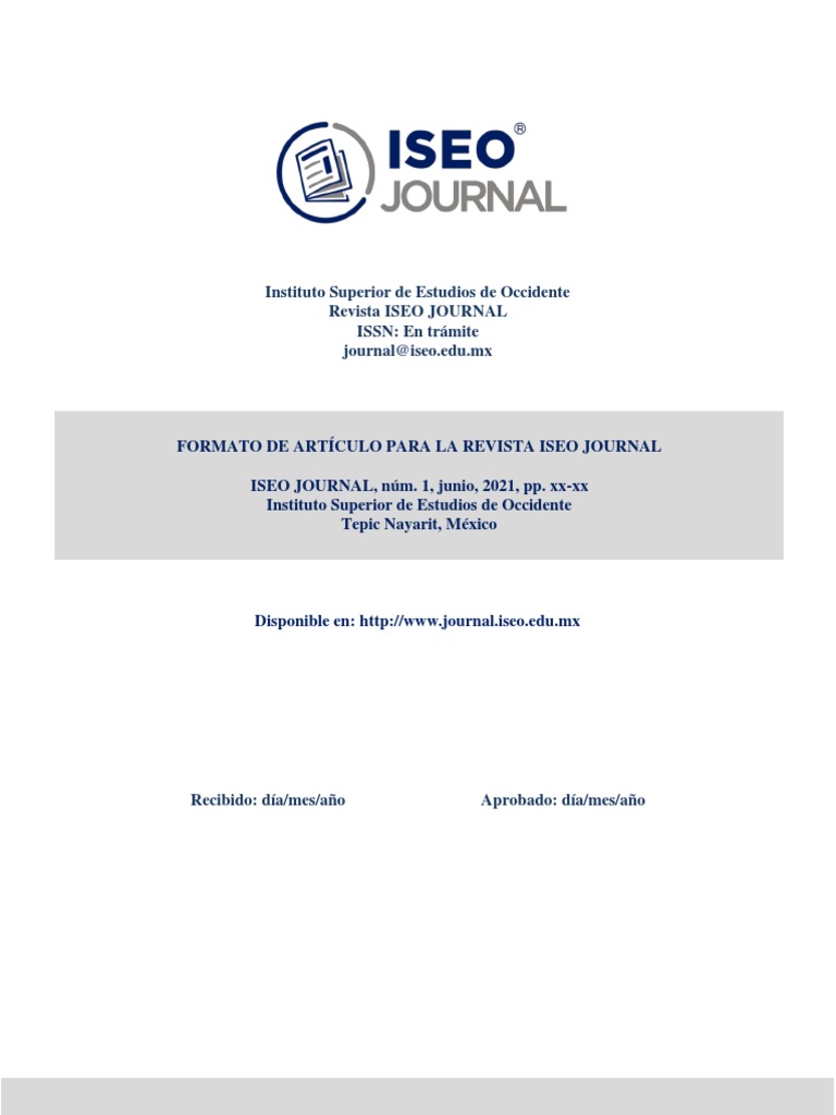 Formato de Artículo para La Revista Iseo Journal PDF | PDF | Teoría | Autor