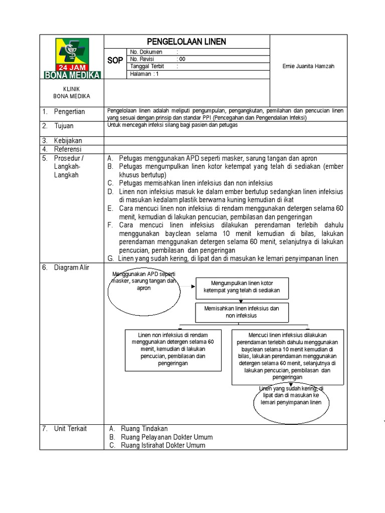 Sop Pengelolaan Linen | PDF