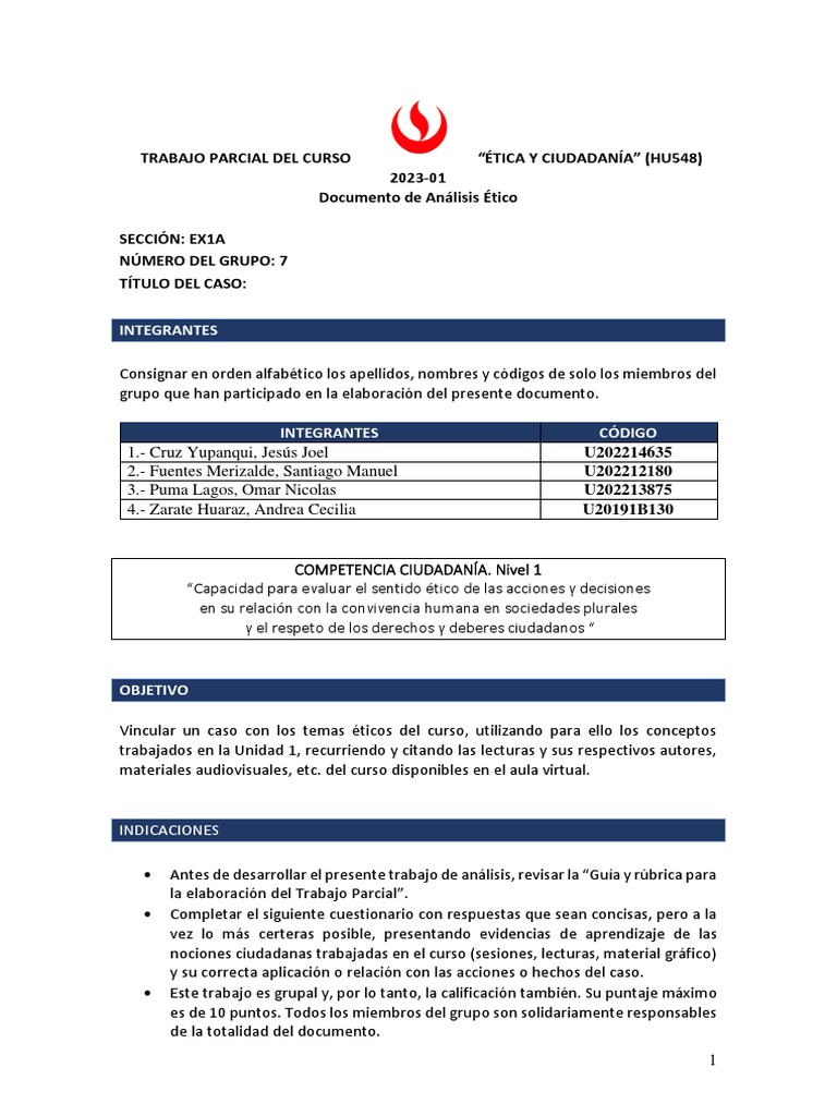 Análisis Ético TP 2023-01, Etica y Ciudadania EX1A - Grupo 7 PDF | PDF | Moralidad | Hospital