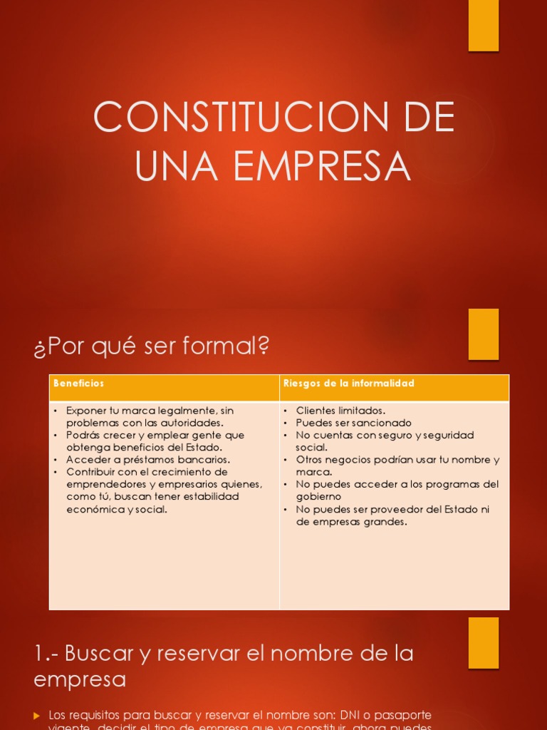 Constitucion de Una Empresa PDF | PDF