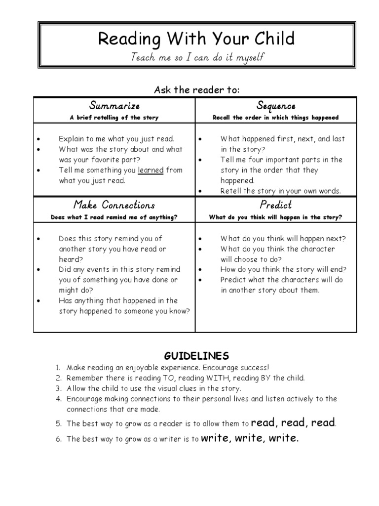 Reading With Your Child HANDOUT | PDF