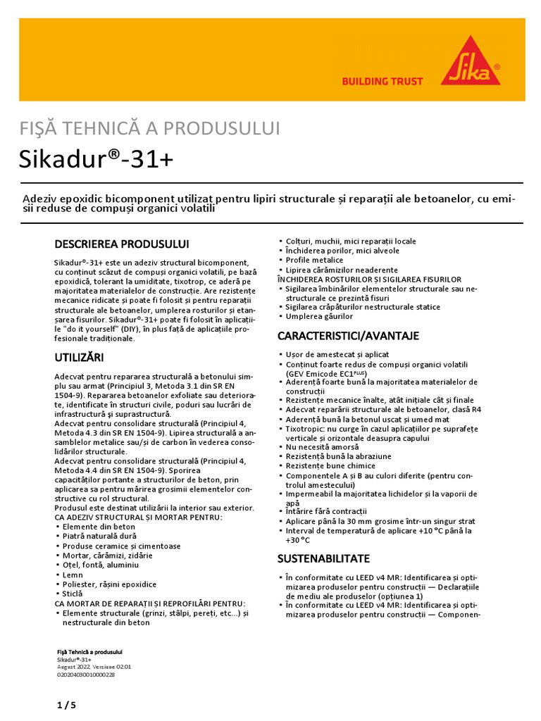 Fisa Produs Sikadur 3112 KG PDF | PDF