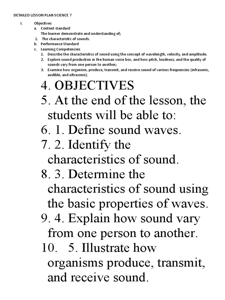 Sound Waves Lesson Plan for Grade 7 | PDF | Science & Mathematics