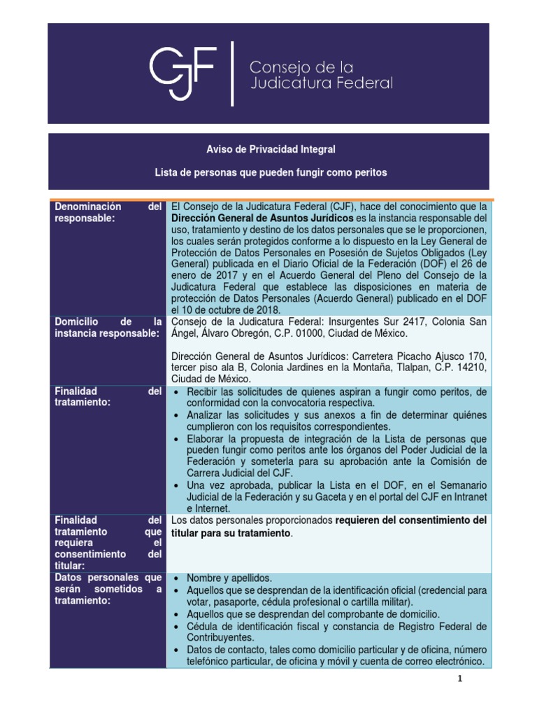 Aviso Integral Lista Personas Pueden Fungir Como Peritos PDF | PDF