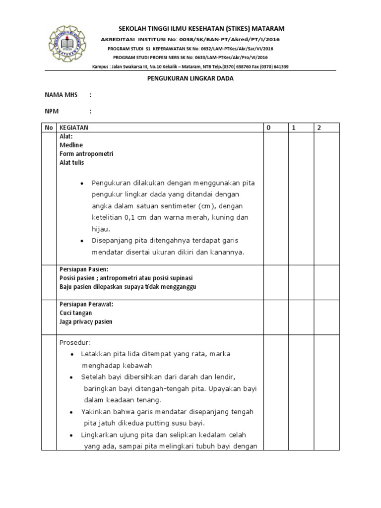 Pengukuran Lingkar Dada | PDF