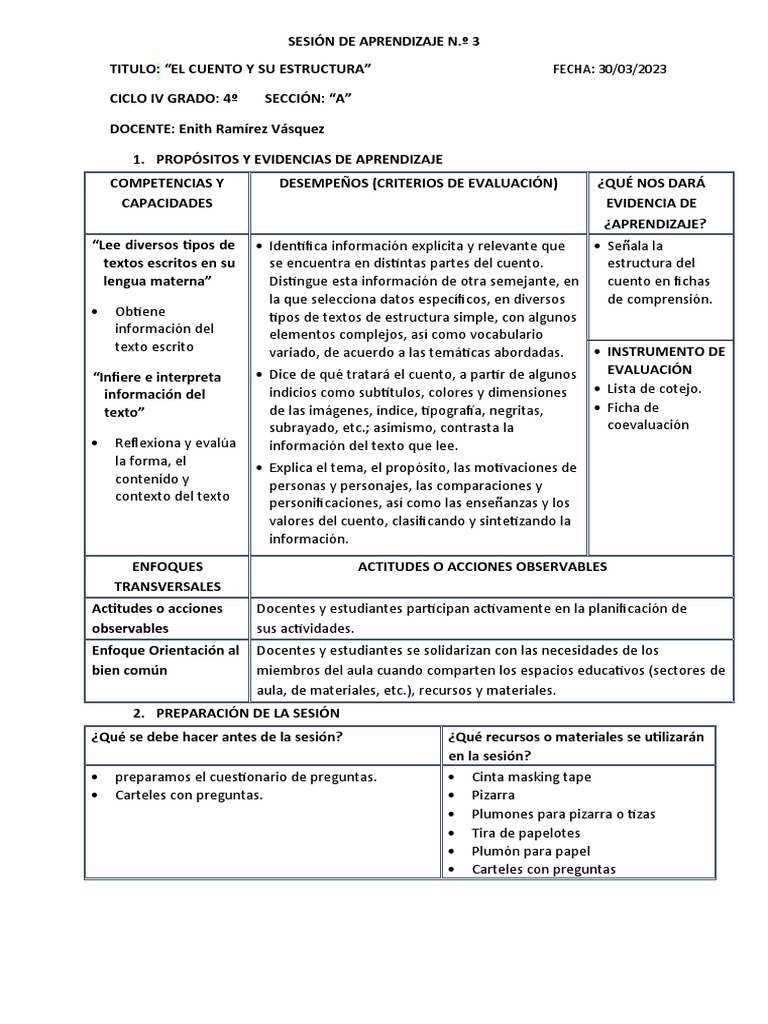 6 Comun Sesio 3 El Cuento Y Su Estructura Descargar Gratis Pdf